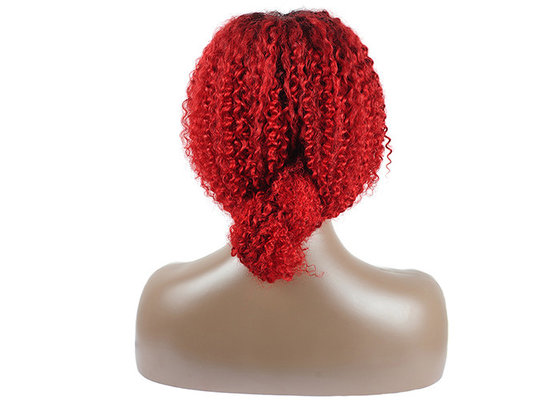 Pelucas rizadas del cabello humano de la armadura del pelo rizado del frente afortunado-rojo del cordón de T1B para las mujeres negras