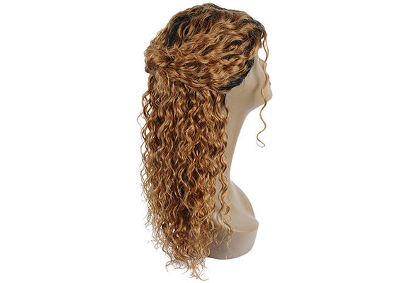 Las pelucas #1B30 del frente del cordón del cabello humano de la extensión 100 del pelo de la onda de agua colorearon a Brown oscuro