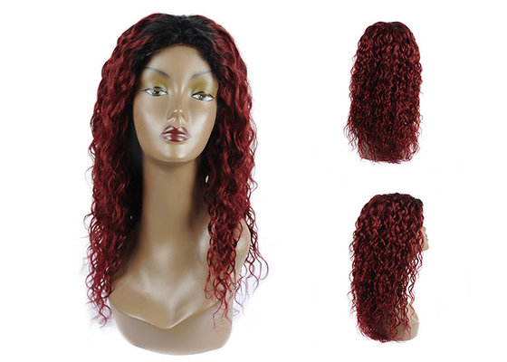 Pelucas coloreadas rojo del cabello humano del frente del cordón de Ombre #1B99J para la onda de agua de las mujeres negras
