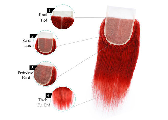 El pelo recto brasileño rojo lía con los paquetes coloreados cierre de 99J Borgoña