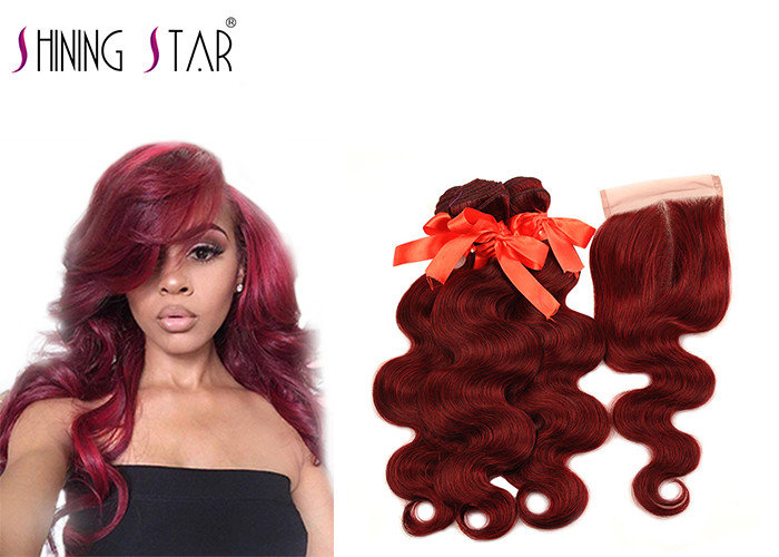 El cabello humano real rojo del color 8A lía/los paquetes de Nonremy con el cierre