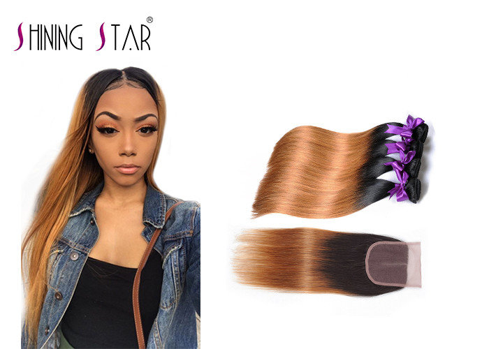 Ningún Lices 4 PC coloreó los paquetes malasios del pelo para el Blonde de las muchachas 1B30 Ombre