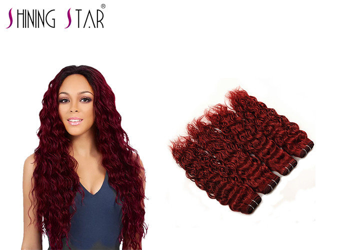 Las trenzas del ganchillo de la onda de agua del cabello humano tejen extensiones rizadas rojas de 4 paquetes #99J