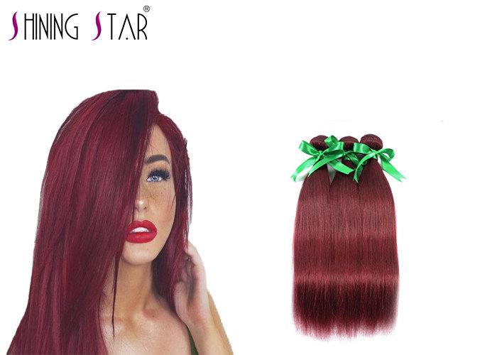 El pelo recto peruano lía 3 paquetes de las extensiones de la sustancia química del color rojo libre