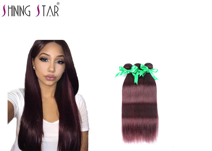 El pelo peruano lía con las PC/color Borgoña de la porción de la seda 3 y del pelo recto