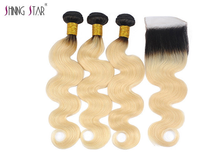 10" - 30" onda brasileña sin procesar del cuerpo de los paquetes del cabello humano del Blonde de miel 1B 613