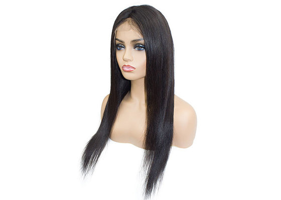 100% Human hair 1B# Natural Black Straight 13x4 lace front wig supplier