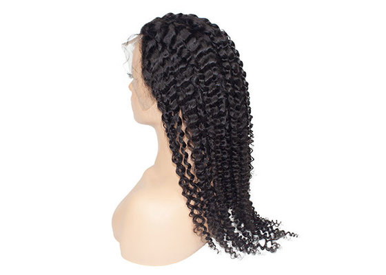 #1B natural black deep curly 13x4 lace front human hair wig supplier