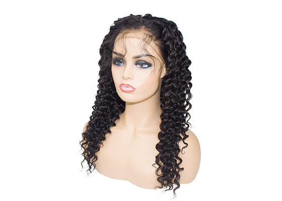 #1B Natural black Human hair 18&quot; deep wave 13x4 lace front wig supplier
