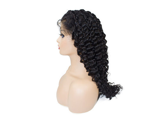 #1B Natural black deep wave long lasting 13x6 lace frontal wig supplier