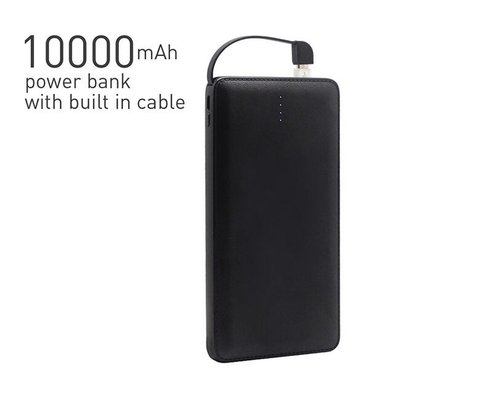 Built-in Cable iPhone adaptor 10,000mah portable power bank leather casing high capacity smaller size supplier
