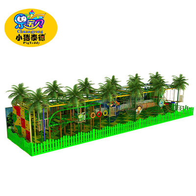 High Ropes Course Outdoor Play Equipment , Custom Kids Playground Equipment