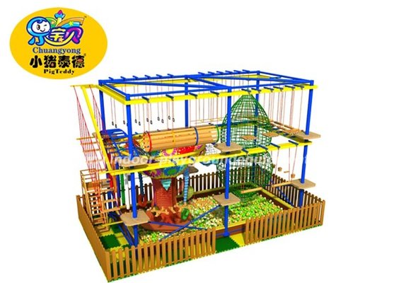Colorful Ninja Obstacle Course Equipment / Indoor Rope Courses Climbing Adventure Park