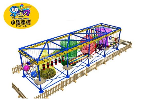 Colorful Ninja Obstacle Course Equipment / Indoor Rope Courses Climbing Adventure Park