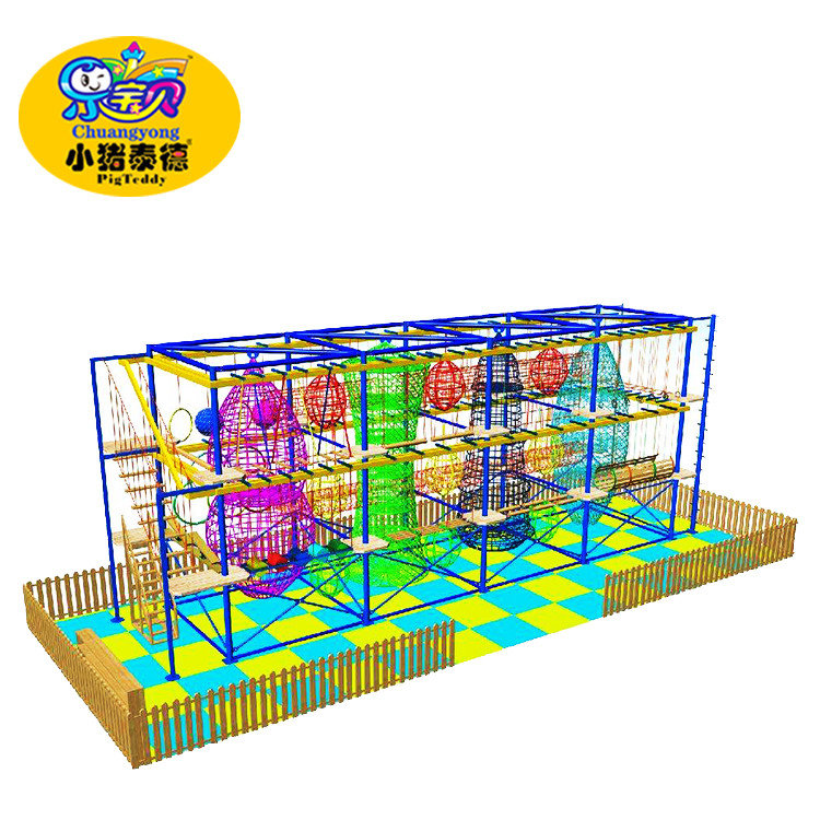 Children Climbing Ninja Warrior Training Equipment , Indoor Jungle Gym Equipment