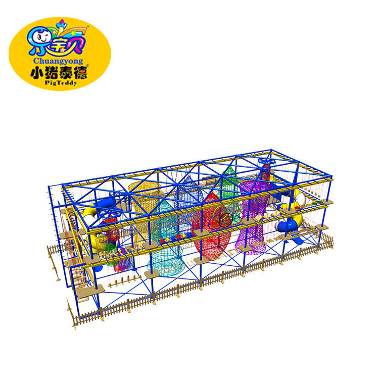 High Hexagon Rope Playground Equipment Adventure Park For Shopping Mall