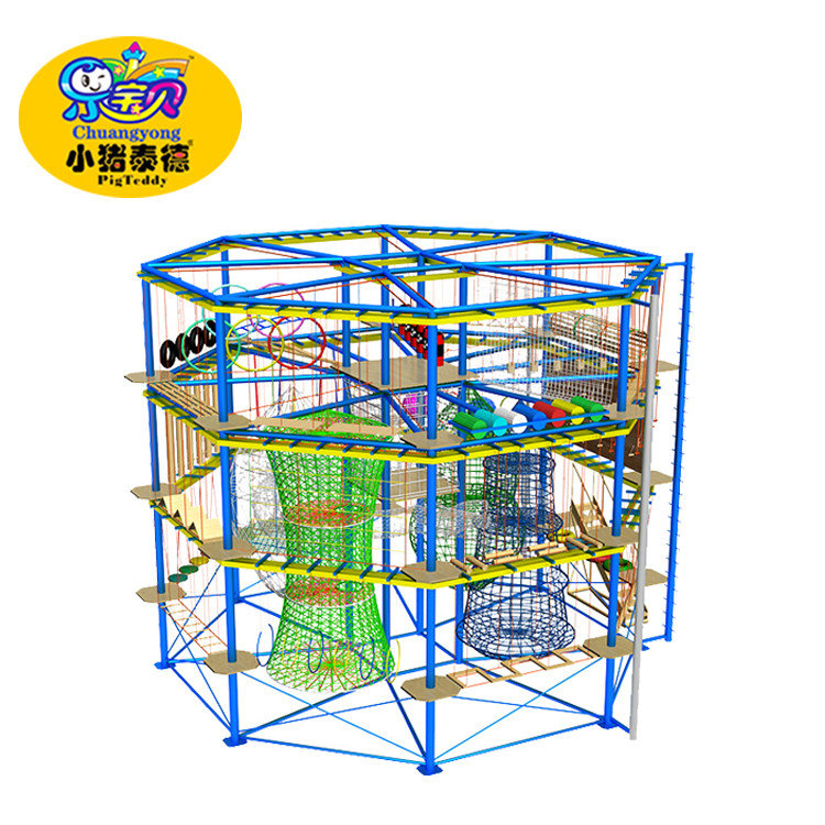 Customized Rope Climbing Playground Equipment For Amusement Parks