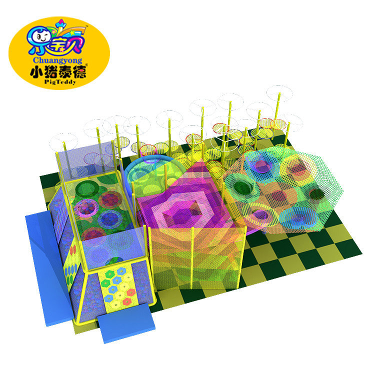 Kids Play Area  Rope Playground Equipment Indoor High Strength Steel Frame