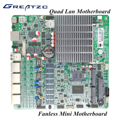 MSATA MPCIE SIM Slot Fanless Industrial Motherboard Quad LAN Onboard CPU J1800