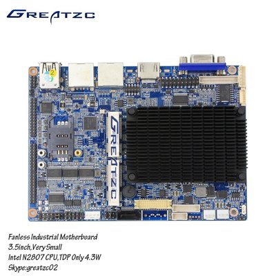 Industrial Fanless Dual LAN Motherboard N2807 CPU , 3.5 inch Motherboard Dual LAN