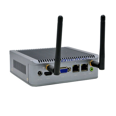 Nano Fanless Mini PC Quad Core DC12V DC19V Power With HDMI VGA Ports