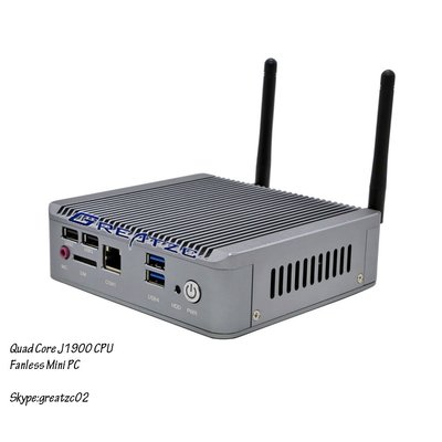 DC12V Fanless Embedded Computer , Quad Core Celeron J1900 CPU Industrial Atom PC