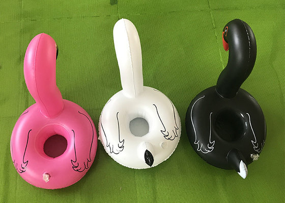 0.25mm PVC Inflatable Cup Holder , 33cm White Swan Drink Holder