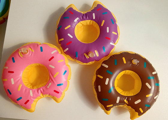 Pink / Purple / Brown Inflatable Cup Holder Donut Drink Holder for Pool Rack