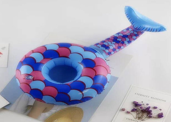 0.25mm PVC Blue Inflatable Cup Holder with Mini Mermaid Tail