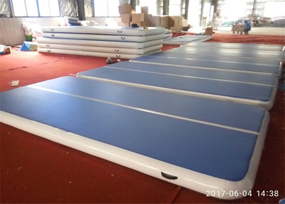 Blue Inflatable Air Track Gymnastics , Double Wall Fabric Air Trak Mat