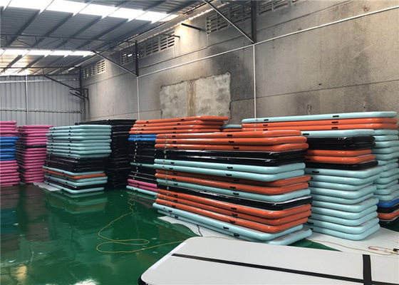 0.9mm DWF Giant Inflatable Air Track / Black Inflatable Gymnastics Mats 100kg