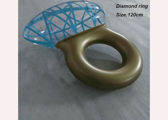 Eco-Friendly Golden Diamond Ring Float for One Person Pool Swimming 120cm