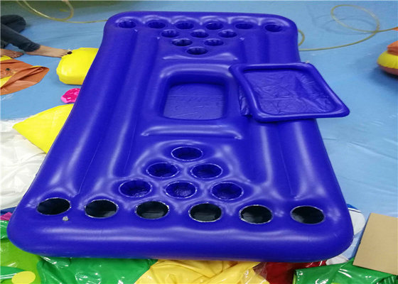 24 Holes Inflatable Beverage Holder , Blue Swimming Pool Cup Holder for Cool Beer
