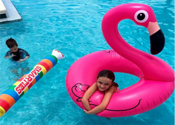 0.7kg N.W. 0.25mm PVC 120cm Pink Color Inflatable Water Floats Flamingo Ring Float
