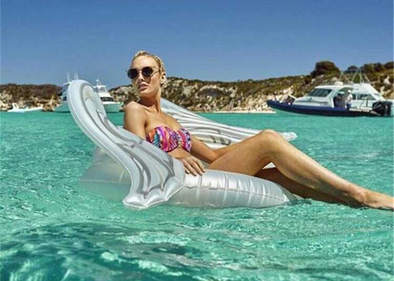 White Angle Wing Floating Swim Mat , Gold Eco-friendly Swimming Pool Floats