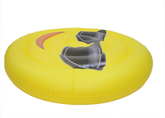 2 People Support Swimming Pool Floats 0.3mm PVC Yellow Smile Face Buoy Toy