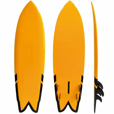 Customized Yellow 6'5" Surf Air Inflatable Surfboard Fiberglass Material Orange Color