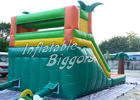 Residential EN71 Inflatable Pool Water Slide Green Jungle With Sprayers , Durable Vinyl