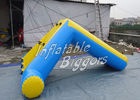 Brazil Trampoline Inflatable Floating Water Slide Yellow Blue , Water Amusement Park