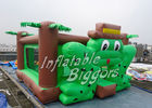 Tarpaulin / Vinyl Commercial Inflatable Bouncers Green Cartoon For Amusement Park
