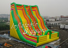 Large Double Lanes Kids Inflatable Slides Yellow , Amusement Park Inflatable
