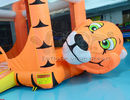 Outdoor Orange Tiger Inflatable Bounce House PVC For Kids Birthday Party