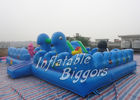 Bouncer House Kids Outdoor Inflatable Fun City For Playground Game , Blue