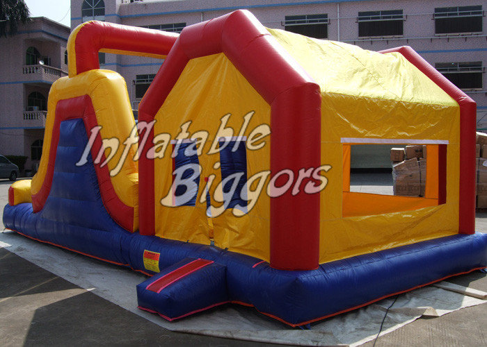 Yellow Kids Inflatable Combo Jumping Bounce Houses Advertisement With Blower
