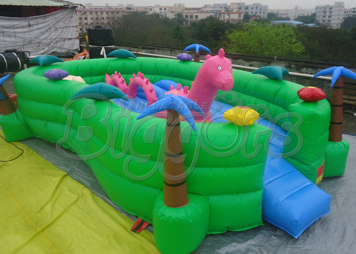 Large Green Inflatable Fun City Children Playground Equipment for Dinosaur Theme