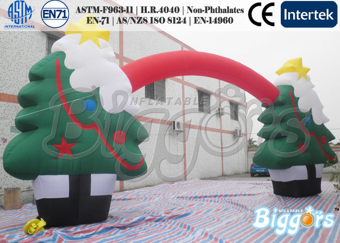 Custom Inflatable Advertising Christmas Arch With Air Blower Safety