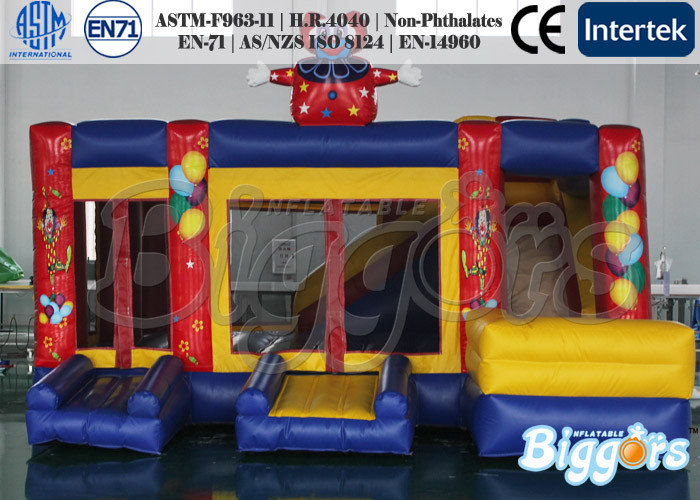 Clown Commercial Inflatable Bouncer with Slide , Outdoor Jumping Castle Combo