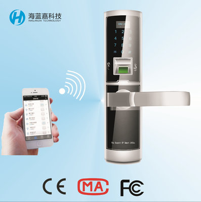 Latest  best quality zinc alloy  silvery  smartphone controlled Wifi door lock
