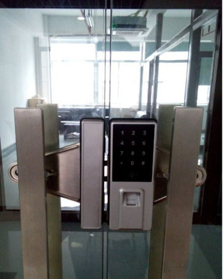 Price best seller zinc alloy silvery biometric glass door lock for office