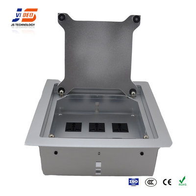 Silver / Black Table Connection Box , Desktop Power Outlet AV Video